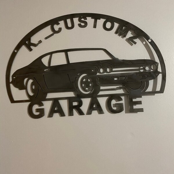 1969 Classic Muscle Car Garage Metal Art Sign Man Cave Hand Drawn Made ...