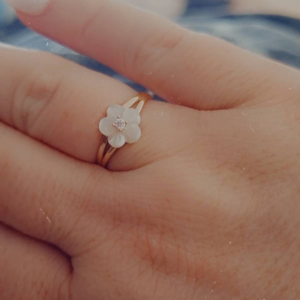 14K Solid Gold Magnolia Flower Ring, 925 Sterling Silver Magnolia ...