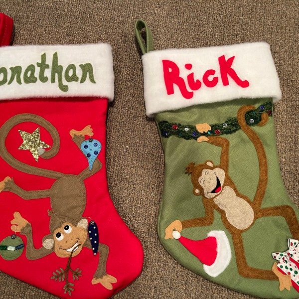 Monkey Christmas Stocking--"sweet Monkey Girl" - Etsy