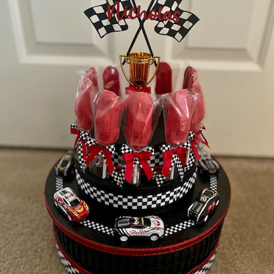 Personalized Race Cake Topper Racing Flags Racing Theme Birthday ...