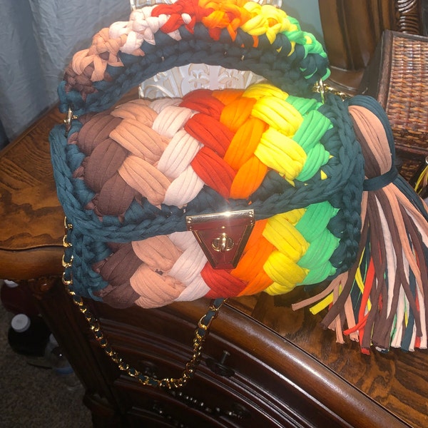 Crochet Colorful Bag/colorful Shoulder Bag/ Personalized Colorful ...