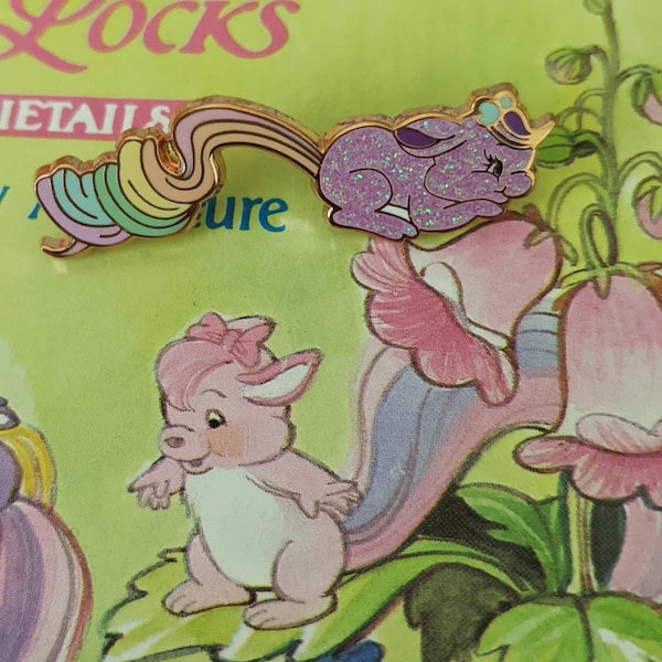Rainbow Pixietails Glitter Bunny Lavender Pin - Etsy