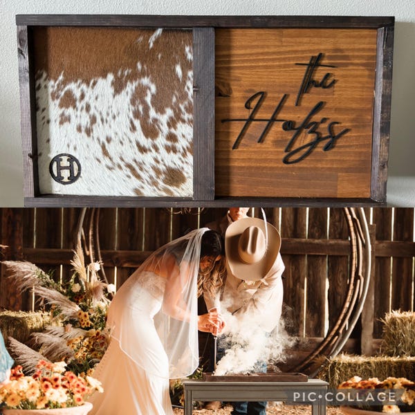 Cowhide Branding Frame, Cowhide Wood Sign, Family Heirloom, Unity ...