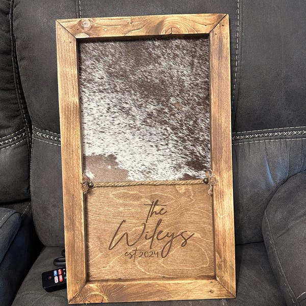 Cowhide Branding Frame, Cowhide Wood Sign, Family Heirloom, Unity ...