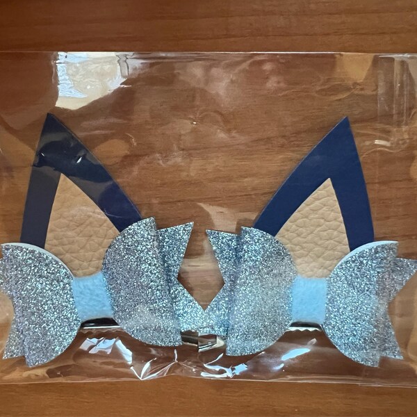 Blue Ear Hair Clips | Hair Clip Ears | Blue Dog Ears | Chunky Glitter ...