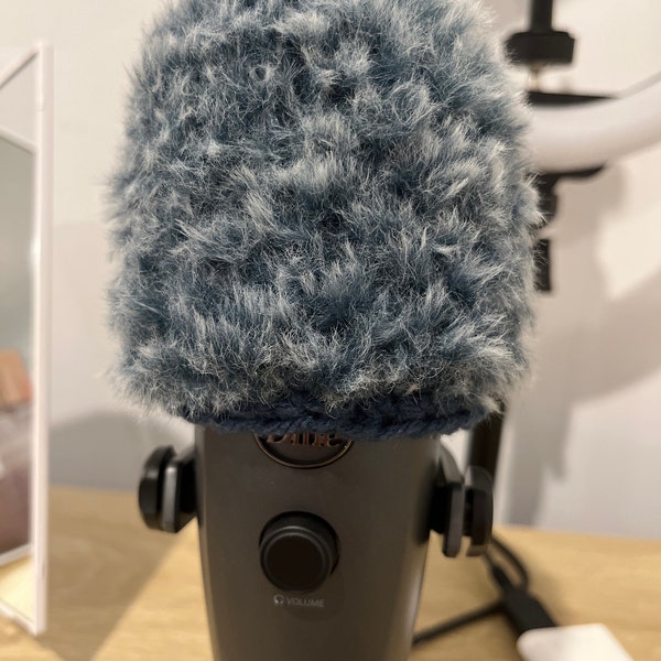 Crocheted Blue Yeti Mic Fuzzy Windscreen Pop Filter - Custom, MADE TO ...