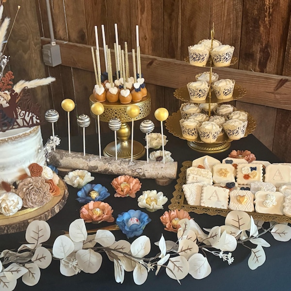 Slate Blue Floral Truffle Wrappers: Wedding Centerpiece Decorations - Etsy