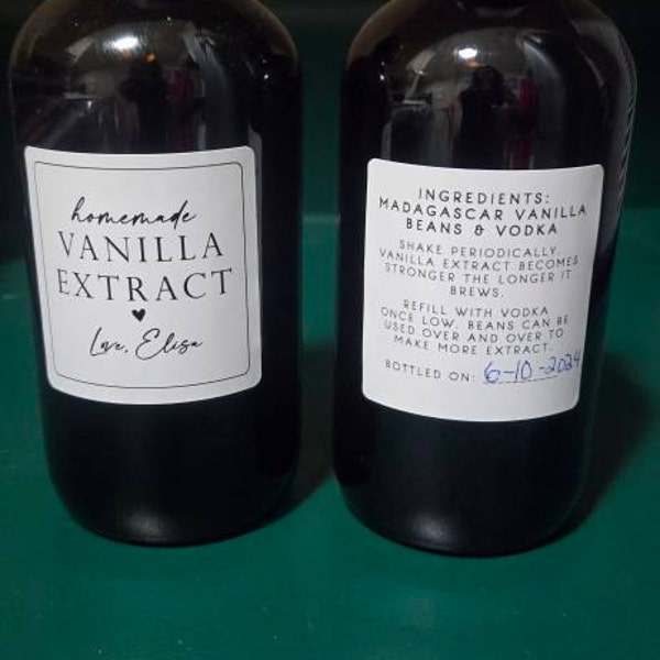 Vanilla Extract Labels, Homemade Vanilla Labels Front and Back ...