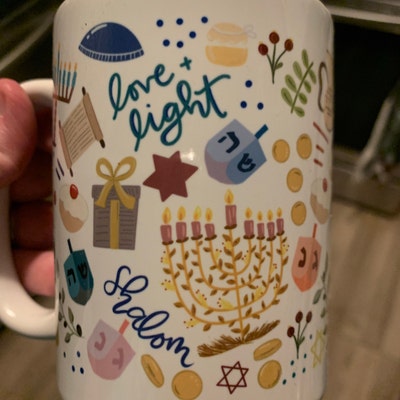 Hanukkah Mug, Happy Hanukkah, Hanukkah Gifts, Jewish Mug, Illustrated ...