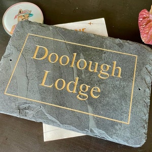 Engraved Pink Ceramic Wall Tile Address Sign Irish Handmade Door Number ...