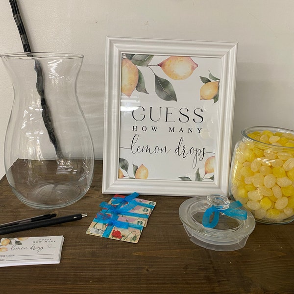 Lemon Guess How Many Lemon Drops Game Printable Citrus Lemon Bridal ...