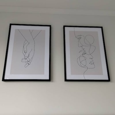 Set of 2, Line Drawing Print. Romantic Wall Art. Couple Art. Line Art ...