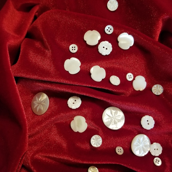 Mother of Pearl Clover Vintage Buttons, Clouds or Trefoil Buttons for ...