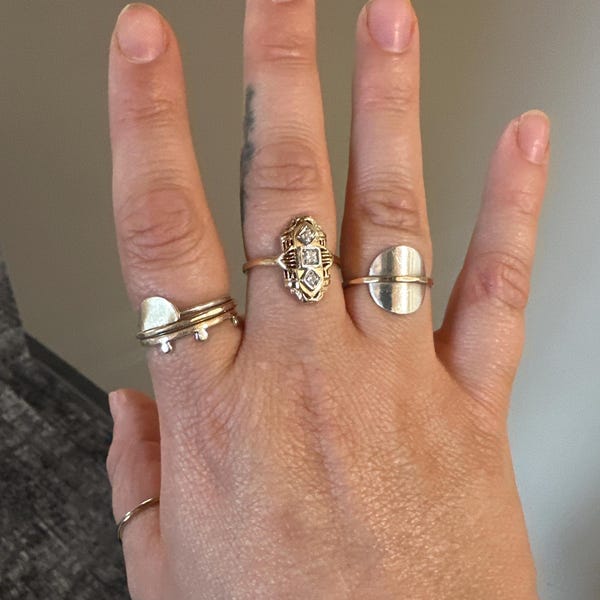 Saturn Silver and Gold Ring, Universe Ring, Circle Ring, Sterling ...