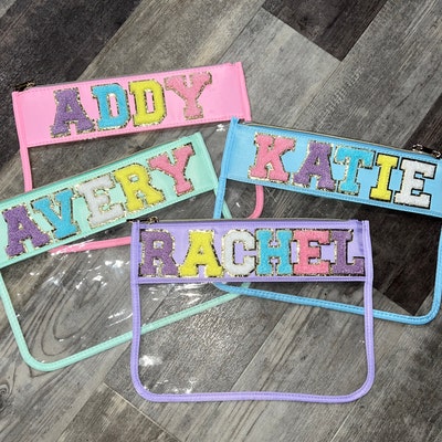 Custom Name Clear Pouch Makeup Bag Snacks Cosmetic Personalize Nylon ...