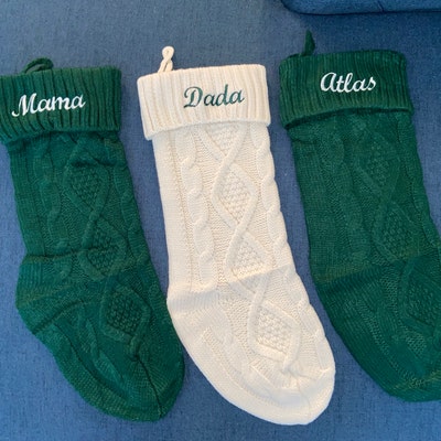 Personalized Stocking, Embroidered Stocking, Red Cable Knit Stocking ...