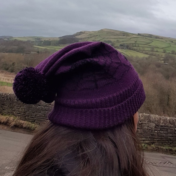 Gothic Pagan Pentagrams on a Slouchy Black Beanie Hat With or Without ...