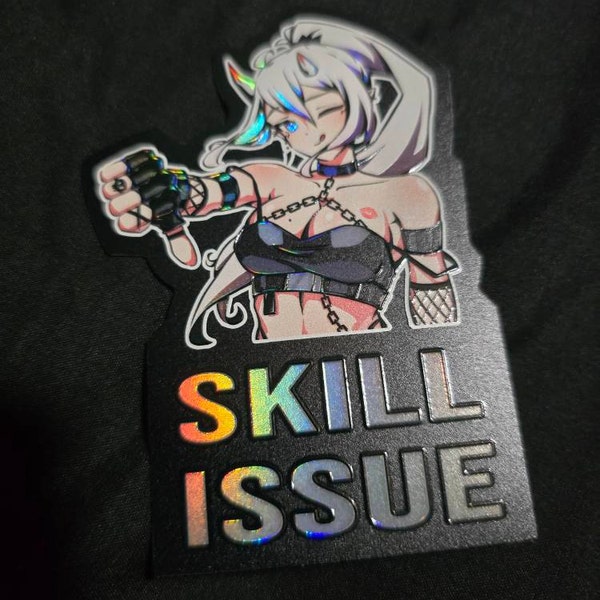 Skill Issue. Demon Waifu Sticker - Holographic Vinyl Sticker Edition ...
