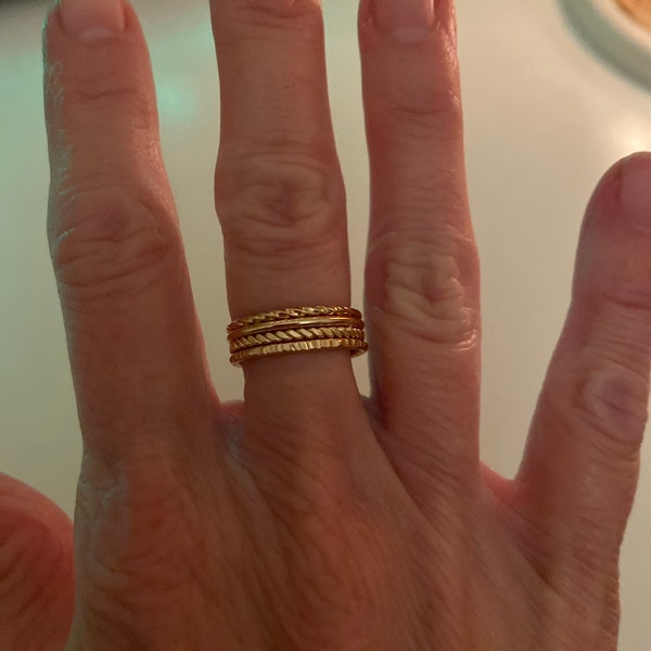 Hammered Bypass Ring, Adjustable Open Band Spiral Ring, Gold or Silver ...