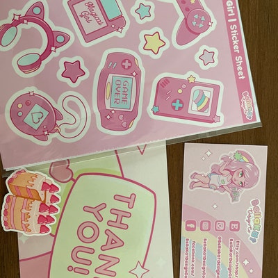 Kawaii Gamer Girl Sticker Sheet Pink Gaming Stickers, Cute Girly ...