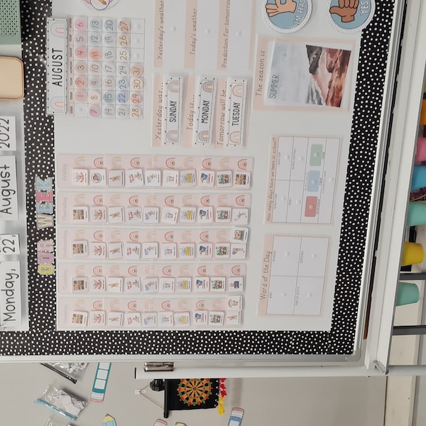 Boho Rainbow Classroom Calendar Display - Boho Rainbow Classroom Decor ...