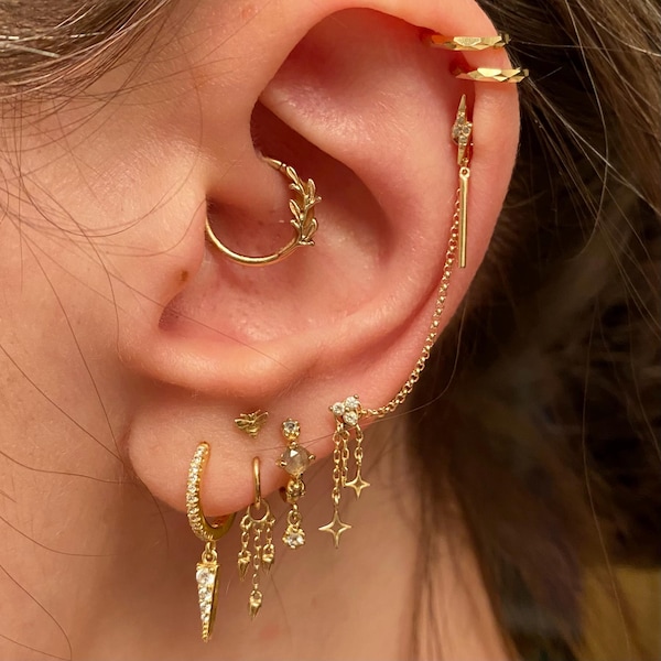 14k Solid Gold Custom Dangle Chain Attachment Industrial Chain Sequin ...