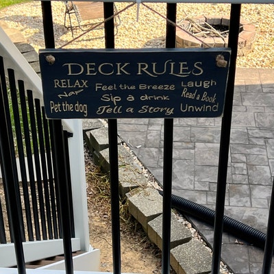 Deck Sign Deck Rules Wood Hanging Sign Outdoor Sign Deck Sign Patio ...