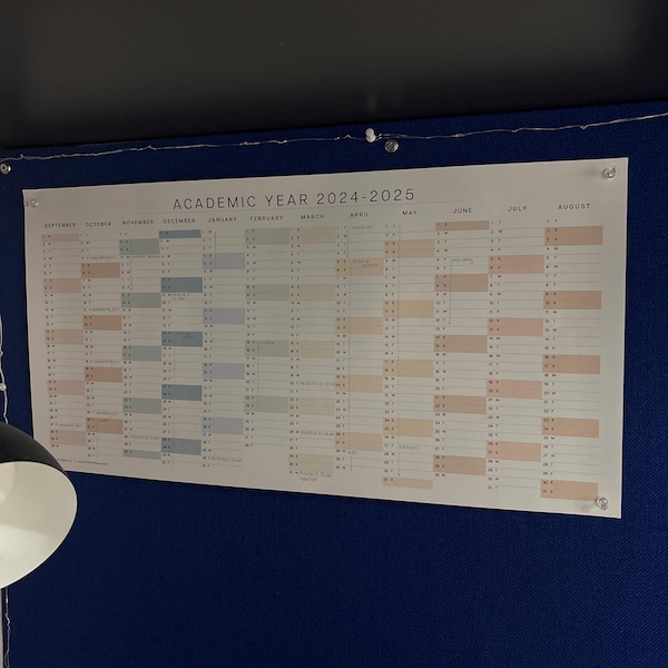 2025 - 2026 Coastal Colours Academic Wall Planner, A2 Wall Calendar ...