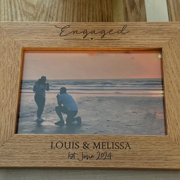 Engagement Photo Frame & Plaque, Engagement Gift, Personalised Gift for ...