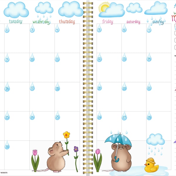 April Showers Digital Planner Stickers - Spring Weather Calendar Theme ...