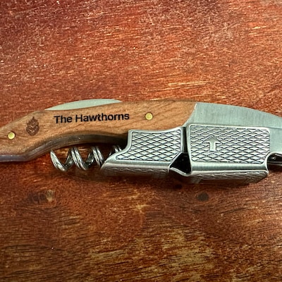 Custom Engraved Wood Wine Key, Wine Opener, Corkscrew, Personalized ...