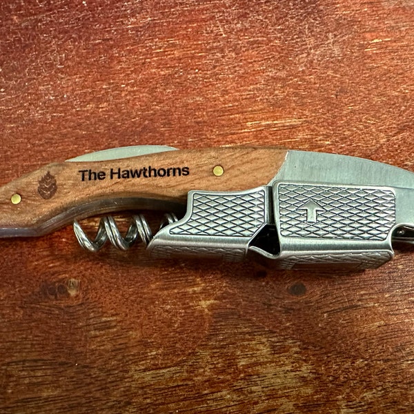 Custom Engraved Wood Wine Key, Wine Opener, Corkscrew, Personalized ...