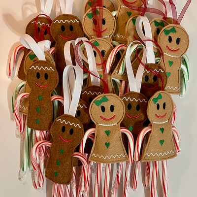 Candy Cane Gingerbread Man Embroidery Design File - Etsy