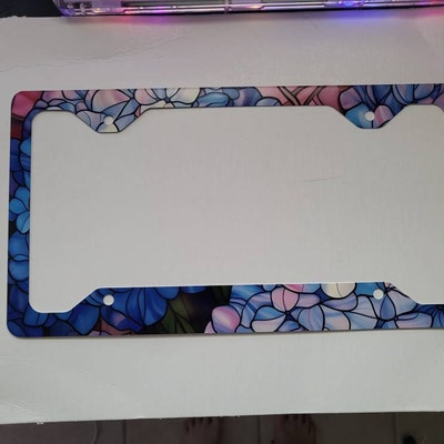Stained Glass Floral License Plate Frame, Flower Car Decor, Car ...