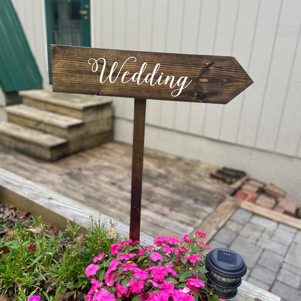 Rustic Wedding Directional Signs, Wood Wedding Signs With Arrow and ...