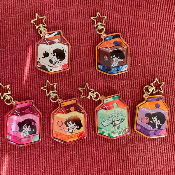 OMORI Charm OMORI Keychain Milk Set | Sunny Charm Aubrey Charm Kel ...