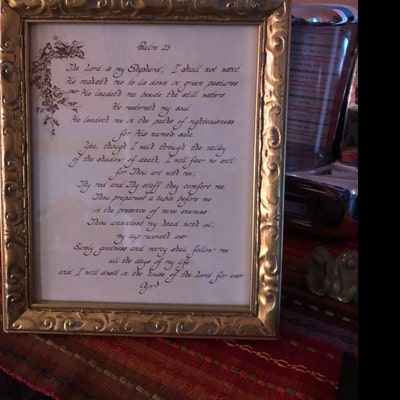 PSALM 23 KJV 8x10 Hand Written Calligraphy Art Natural Parchment Sepia ...