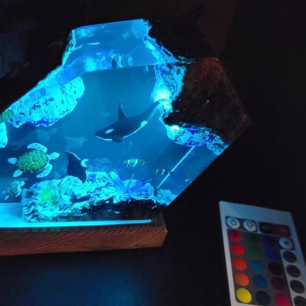 Orca Shark and Couple Diver Resin Night Lights - Whale Shark and ...