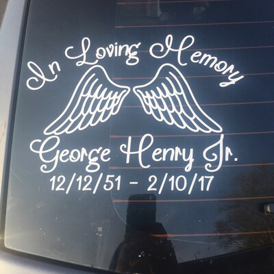 In Loving Memory Angel Wings Car Decal, Angel Wings Memorial Decal ...