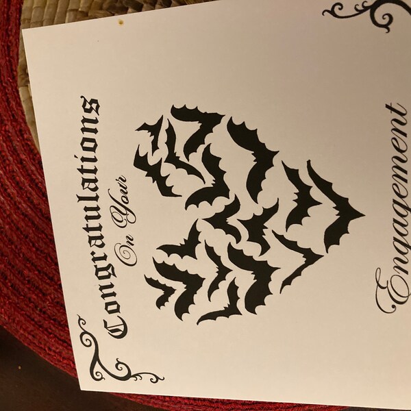Gothic Bats Heart Engagement Card Congratulations Goth Alternative ...