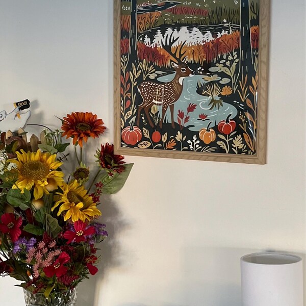 Winter Market Boho Art Print Christmas Town Painting Artwork, Xmas Wall ...