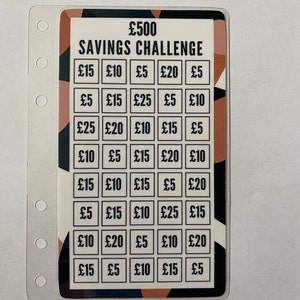 One Pound Savings Challenge Wallet Insert Tracker Pastel - Etsy