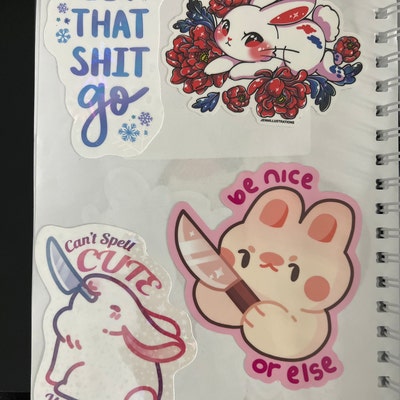 Funny Bunny Vinyl Stickers Die-cut Matte Vinyl Sticker 3 - Etsy