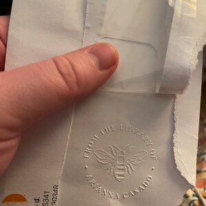 Bee Book Embosser Personalized Bee Library Embosser Stamp Rubber Stamp ...