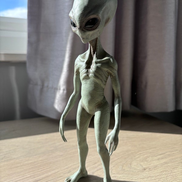 BIG 1/6 Grey Alien Figure Roswell Area 51 S4 UFO Pilot Model Retro Sci ...