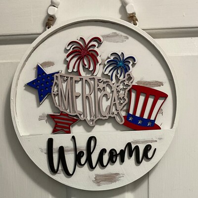 10 Interchangeable Welcome Round Sign INSERT ONLY Unfinished or ...