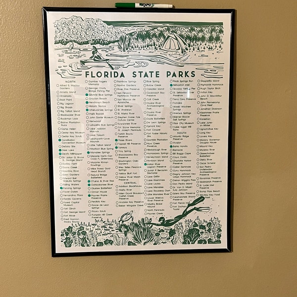 Florida State Park Checklist Screen Print Poster Jelly Press - Etsy
