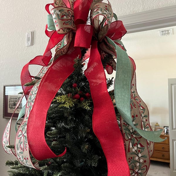 Spring Floral Wreath Bow, Spring Wreath Bow, Lantern Bow, Door Hanger ...