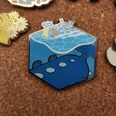 Pokehabitat: Open Ocean Hard Enamel Pin Lapras Wingull Wailord - Etsy