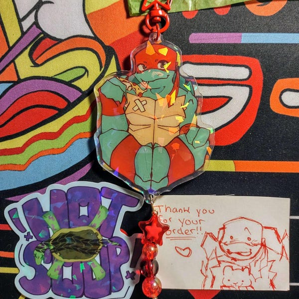 Raph ROTTMNT Keychain With Beads - Etsy
